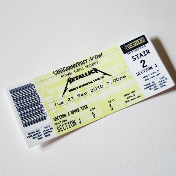Metallica | Design | Metallica Vintage Ticket Stub Stickers | Poshmark